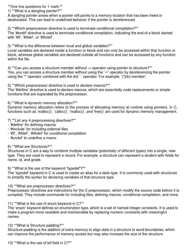 Ctsd Question Bank Answers Pdf Pointer Computer Programming C Programming Language 