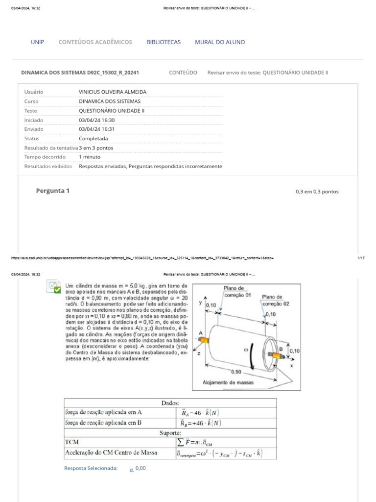 Questionario 2 Dinamica Dos Sistemas | PDF