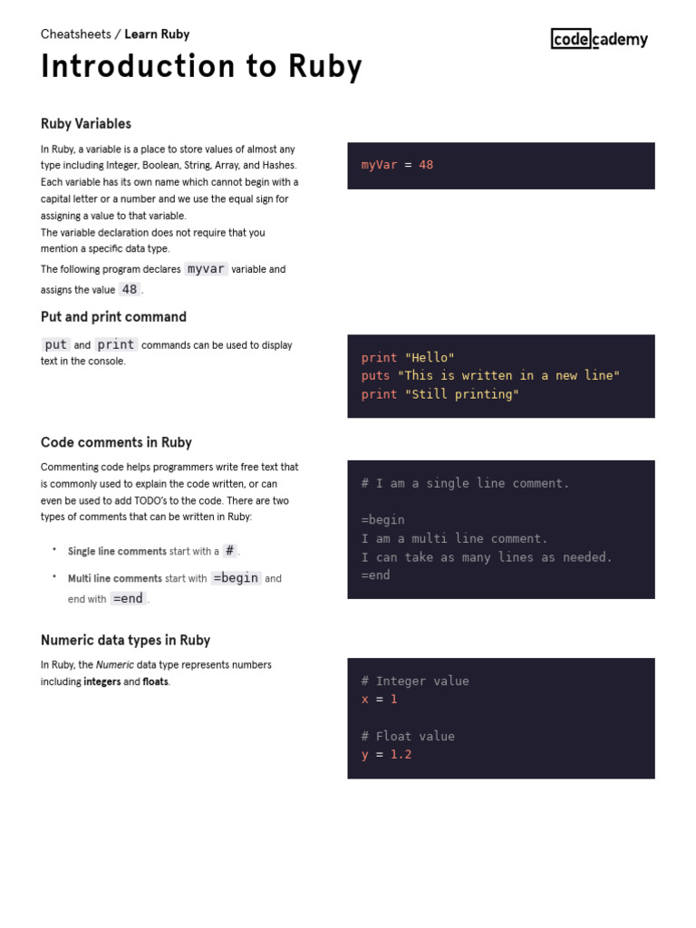 Introduction To Ruby - CA | PDF | Control Flow | Parameter (Computer Programming)
