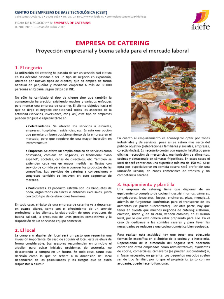 Guía para Crear una Empresa de Catering | PDF | Business | Outsourcing