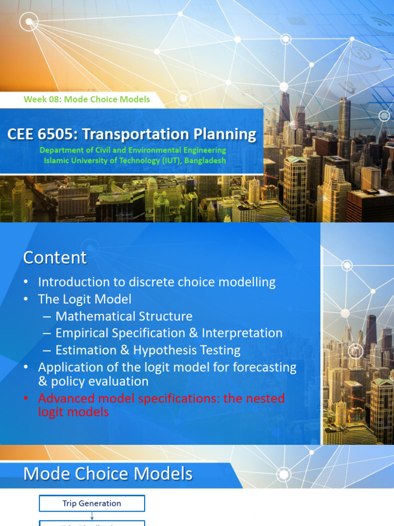 CEE6505 - Mode Choice Models | PDF | Null Hypothesis | Estimation Theory