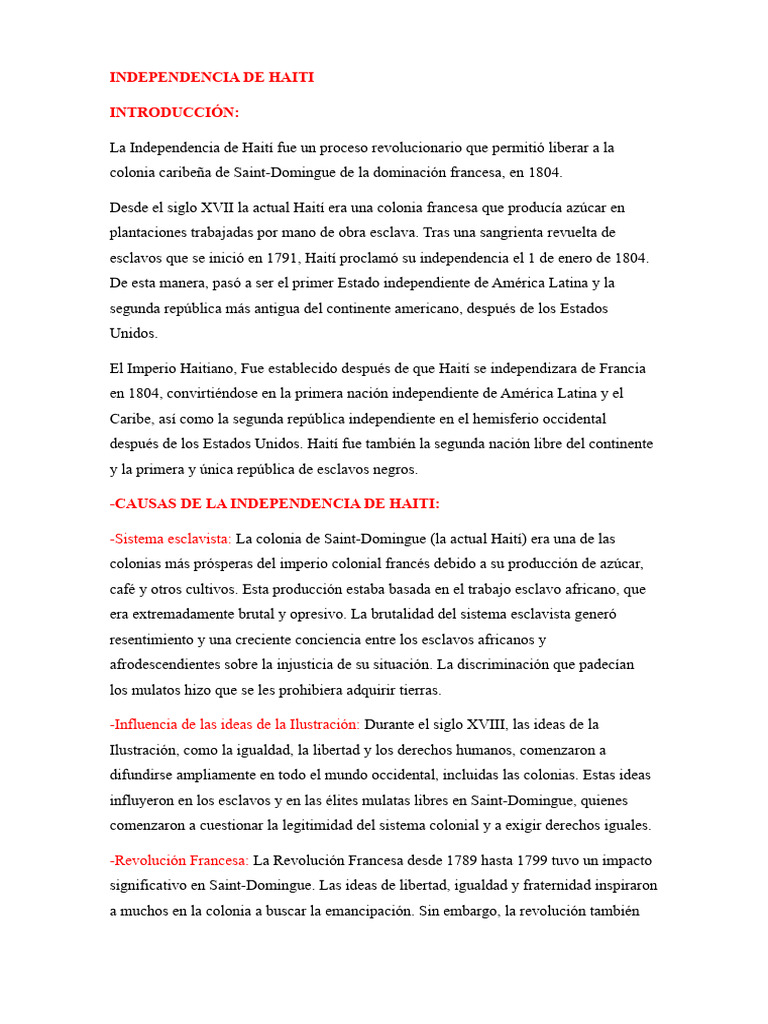Independencia de Haiti | PDF | Haití