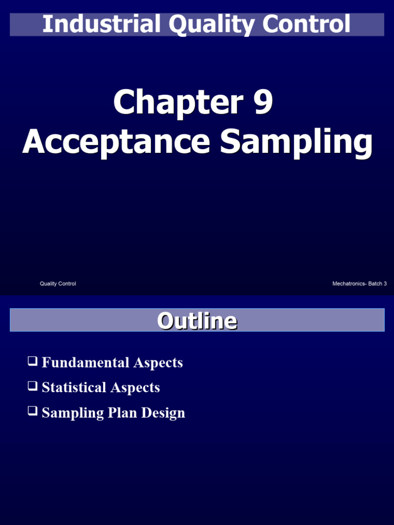 Chapter 9 Acceptance Sampling | PDF | Sampling (Statistics)
