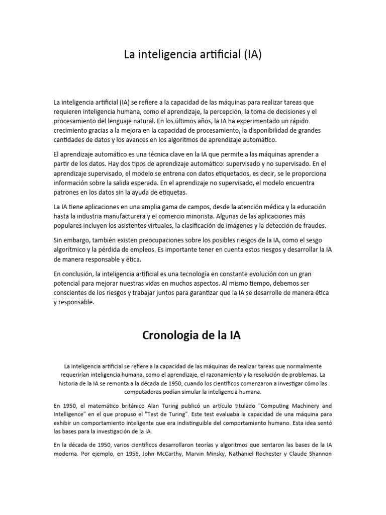 La Inteligencia Artificial | PDF | Inteligencia artificial ...
