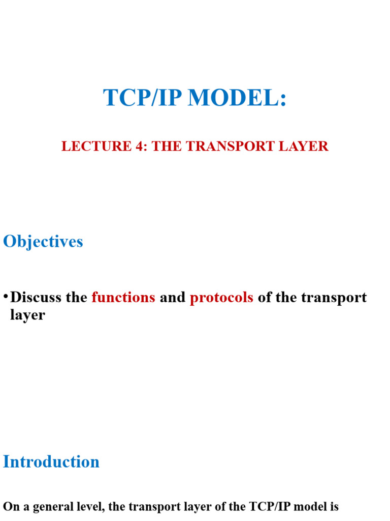 L4 - The Transport Layer | PDF | Transmission Control Protocol | Port (Computer Networking)