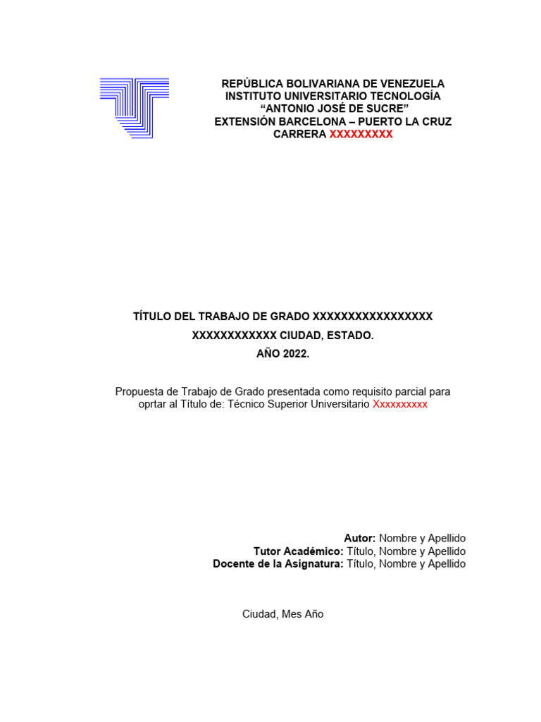 Formato de Proyecto Uts 2022 | PDF