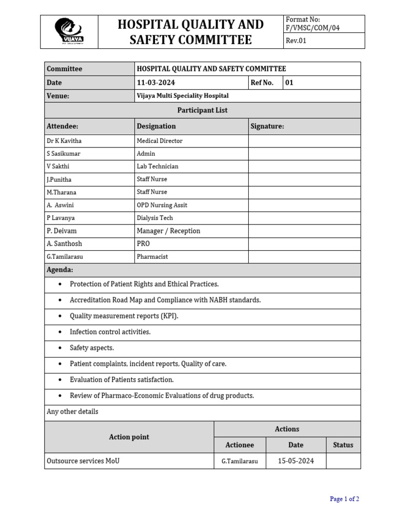 01 F - Rom - 02 Hospital Committee | PDF | Hospital | Nursing