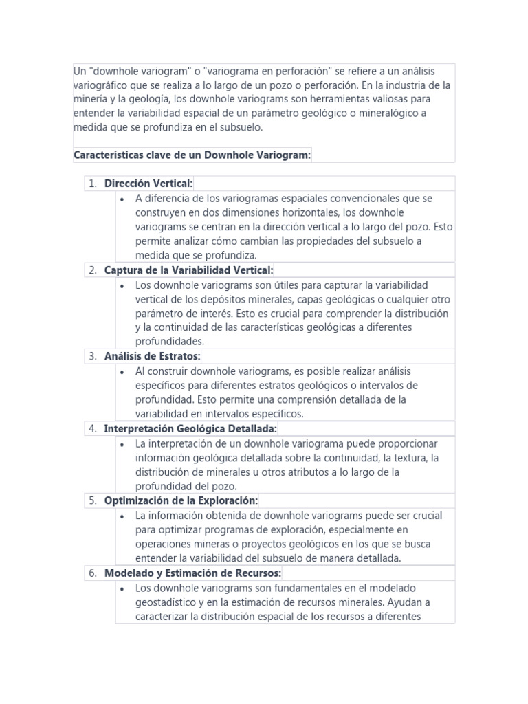 Downhole Variogram y Efecto Pepita | PDF | Geología | Minería