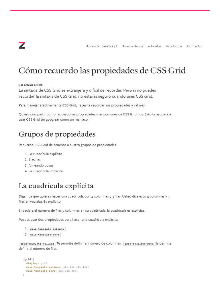 Cómo Recuerdo Las Propiedades de CSS Grid - Zell Liew | PDF | Informática | Ingeniería de software
