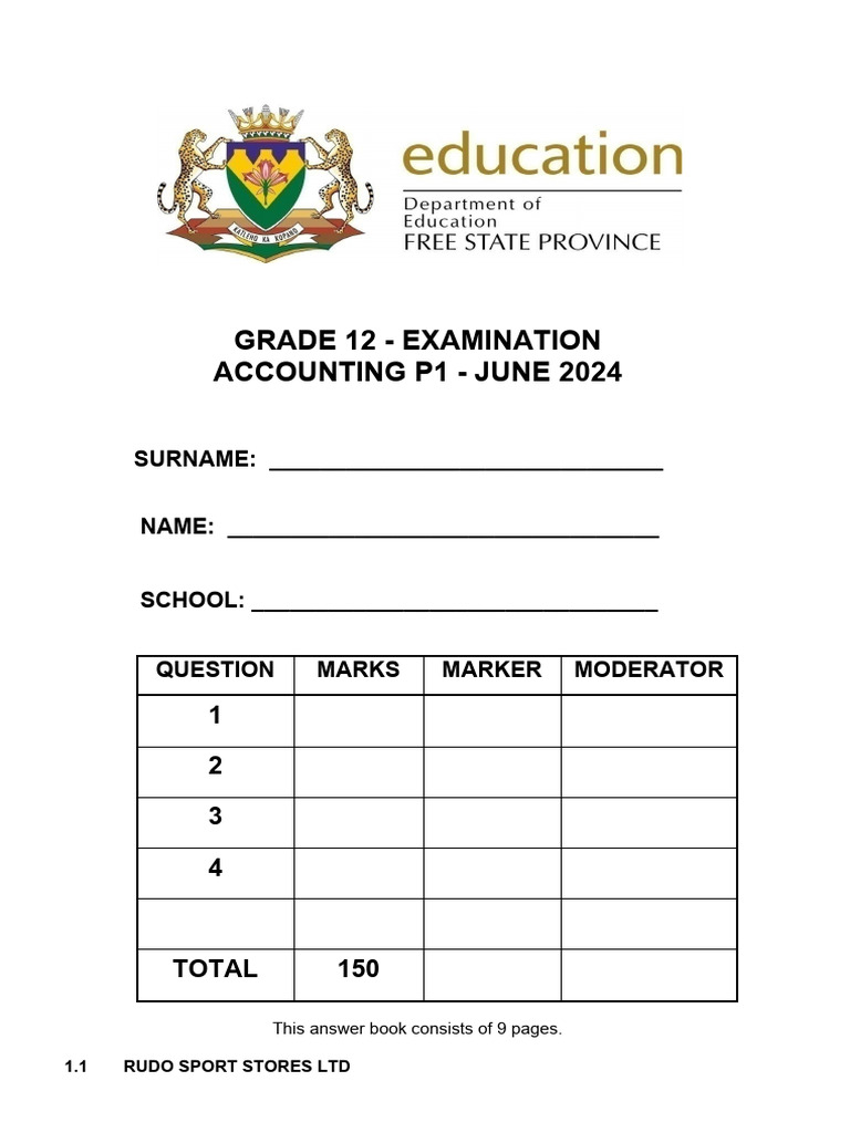 Gr. 12 Acc P1 June 2024 AB | PDF | Working Capital | Net Income