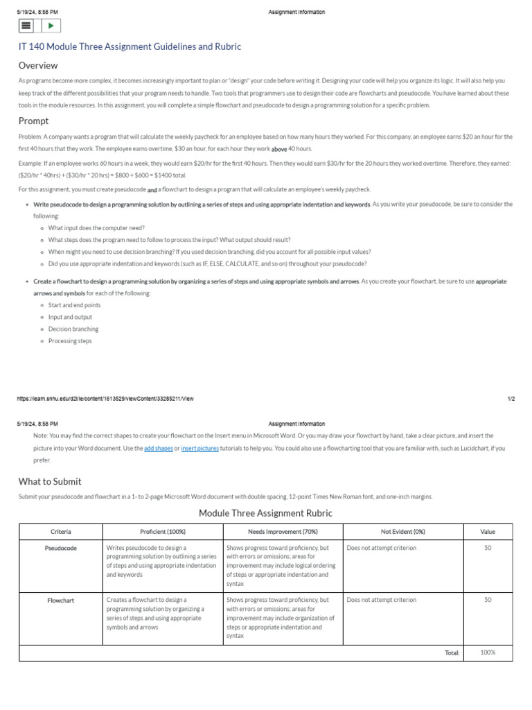 Module Three Assignment Guidelines and Rubric - IT-140-15598-M01 ... Module Three Assignment Guidelines and Rubric - IT-140-15598-M01 ...