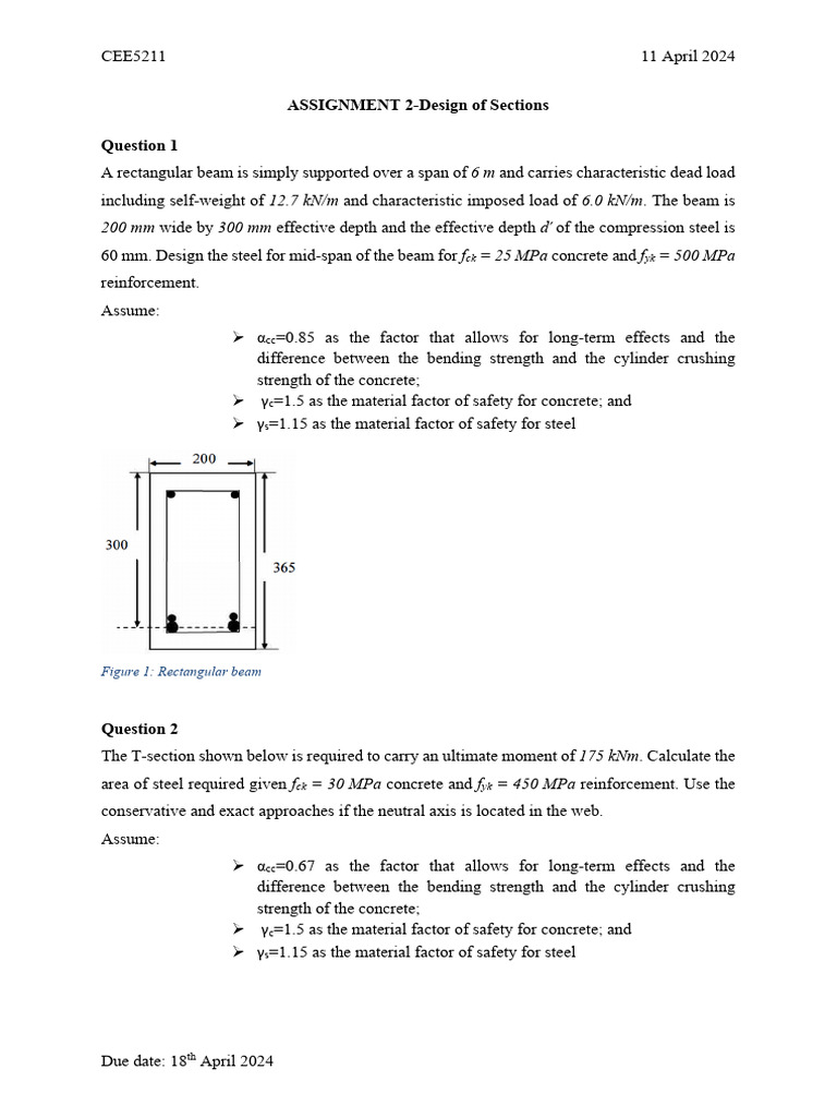 Concrete Section Design Calculations | PDF | Beam (Structure) | Bending