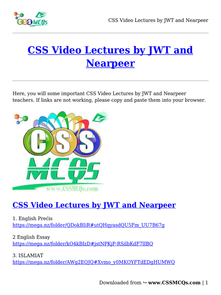 CSS Video Lectures by JWT and Nearpeer | PDF | Computers