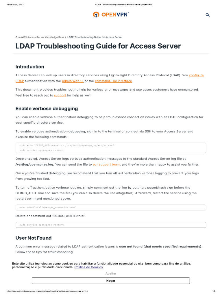 LDAP Troubleshooting Guide For Access Server - OpenVPN | PDF | Active Directory | Public Key ...