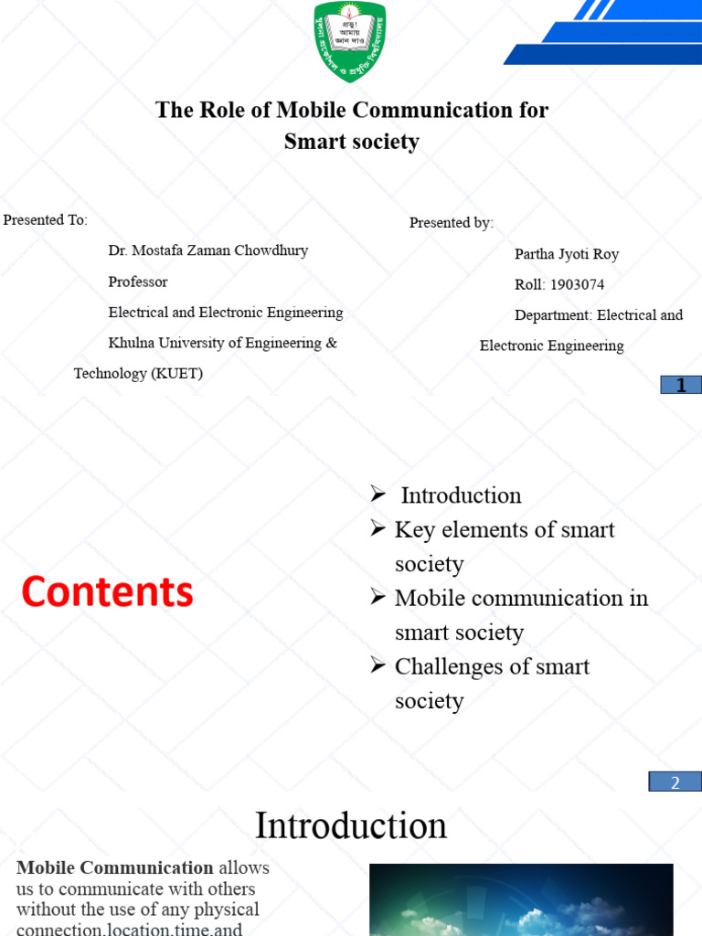 Mobile Communication in Smart Society | PDF