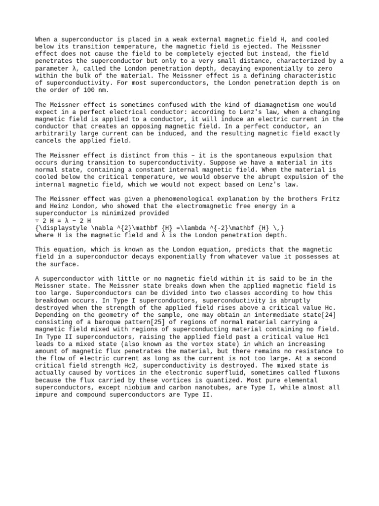 Meissner Effect | PDF | Superconductivity | Applied And ...