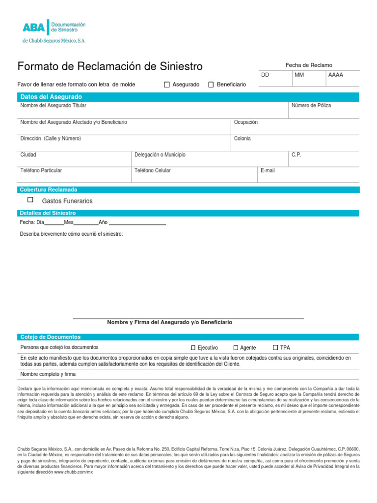 Formatos Generales | Descargar gratis PDF | Seguro | Póliza de seguros