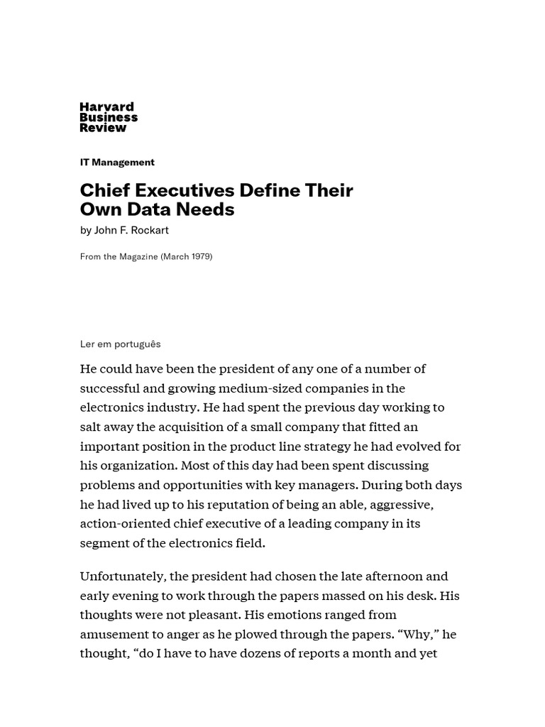 Executives Define Their Data Needs | PDF | Information | Hospital