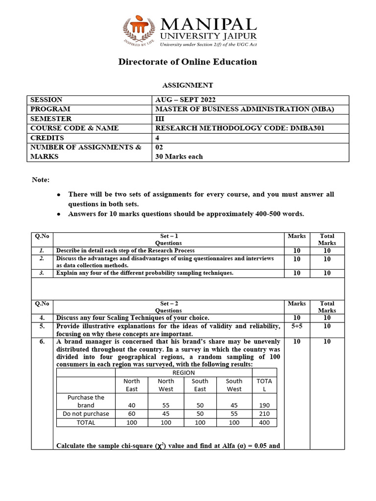 MBA Research Methodology Assignment | PDF | Statistics | Science