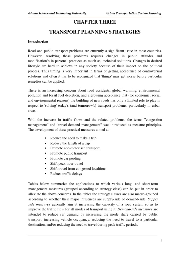 Urban Transport Planning Strategies | PDF | Bus | Traffic Congestion