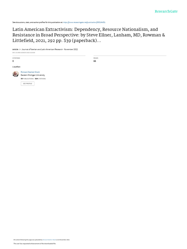 Latin American Extractivism Dependency Resource Nationalismand ...