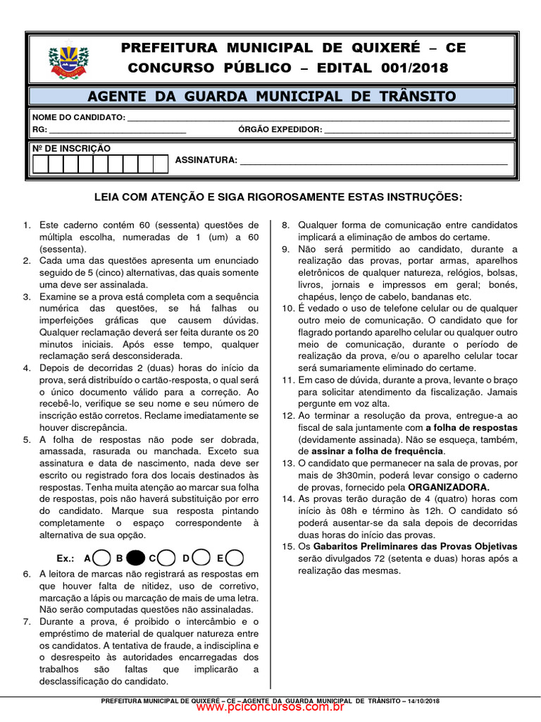 Agente Da Guarda Municipal de Transito | PDF | Tráfego