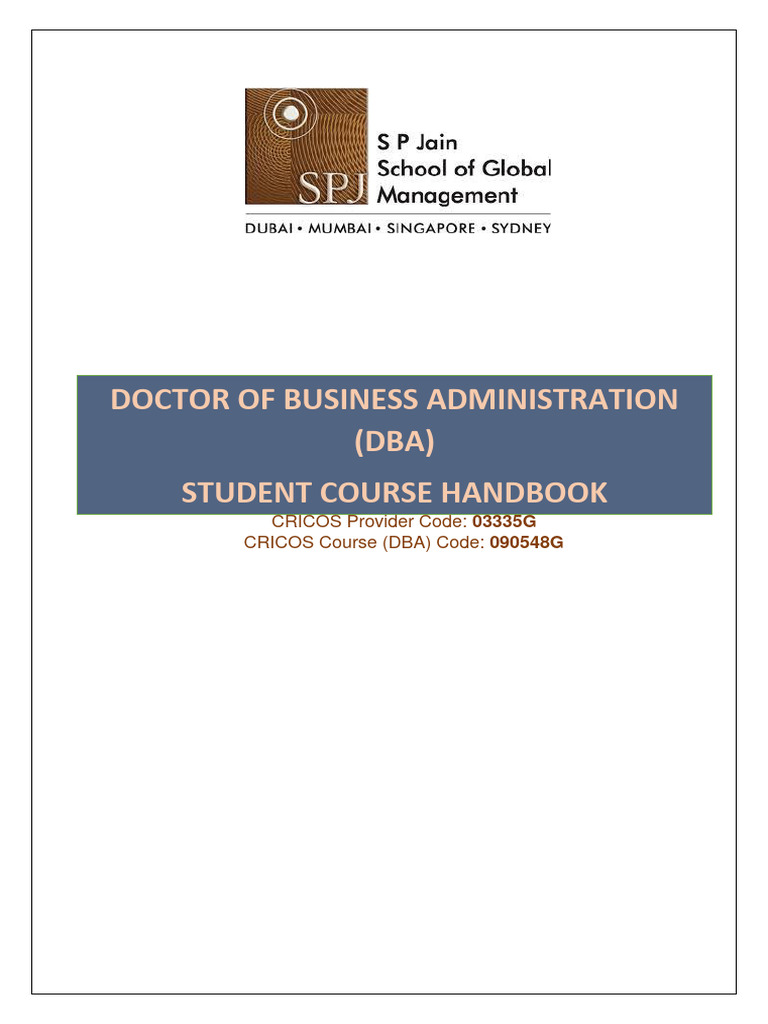 DBA Student Handbook | PDF | Educational Assessment | Methodology