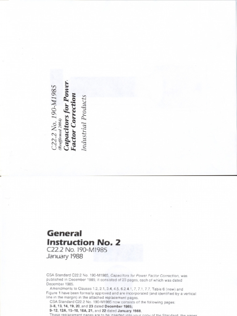 C22 2 No 190-M1985 Capacitors For Power Factor Correction | PDF ...
