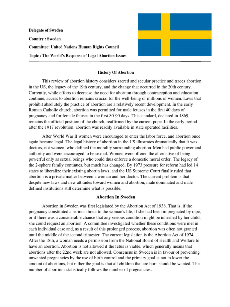 Paper SDC Sweden Policy About Abortion | PDF | Abortion | Methods Of ...
