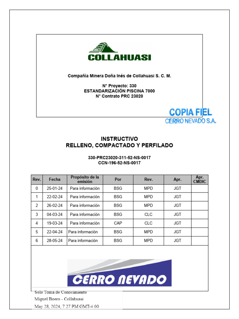 NS-0017 Relleno, Compactado y Perfilado STC Rev.6 | PDF