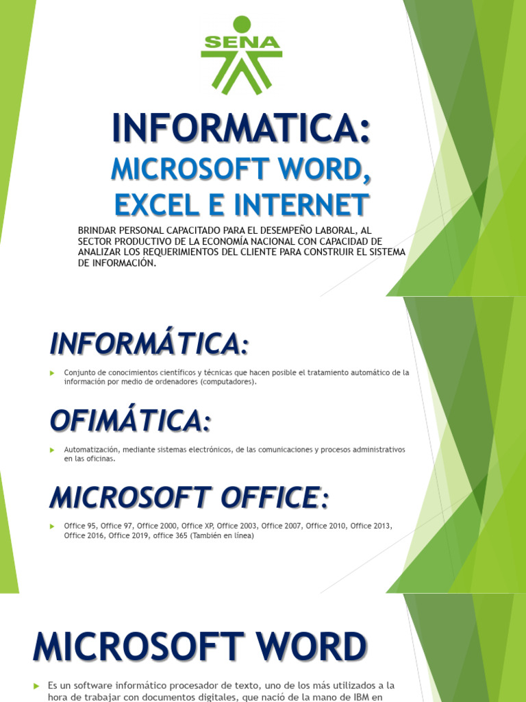 INFORMATICA - Microsoft Word, Excel e Internet | Descargar gratis PDF ...