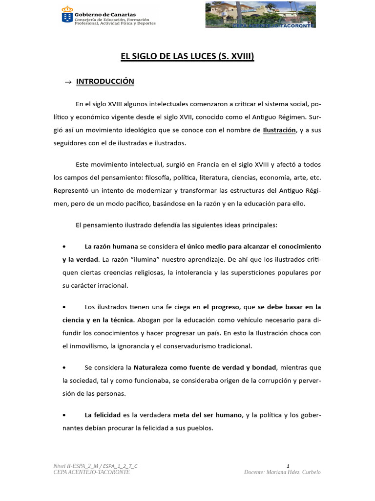 El Siglo de Las Luces | PDF | Era de iluminacion | Islas Canarias