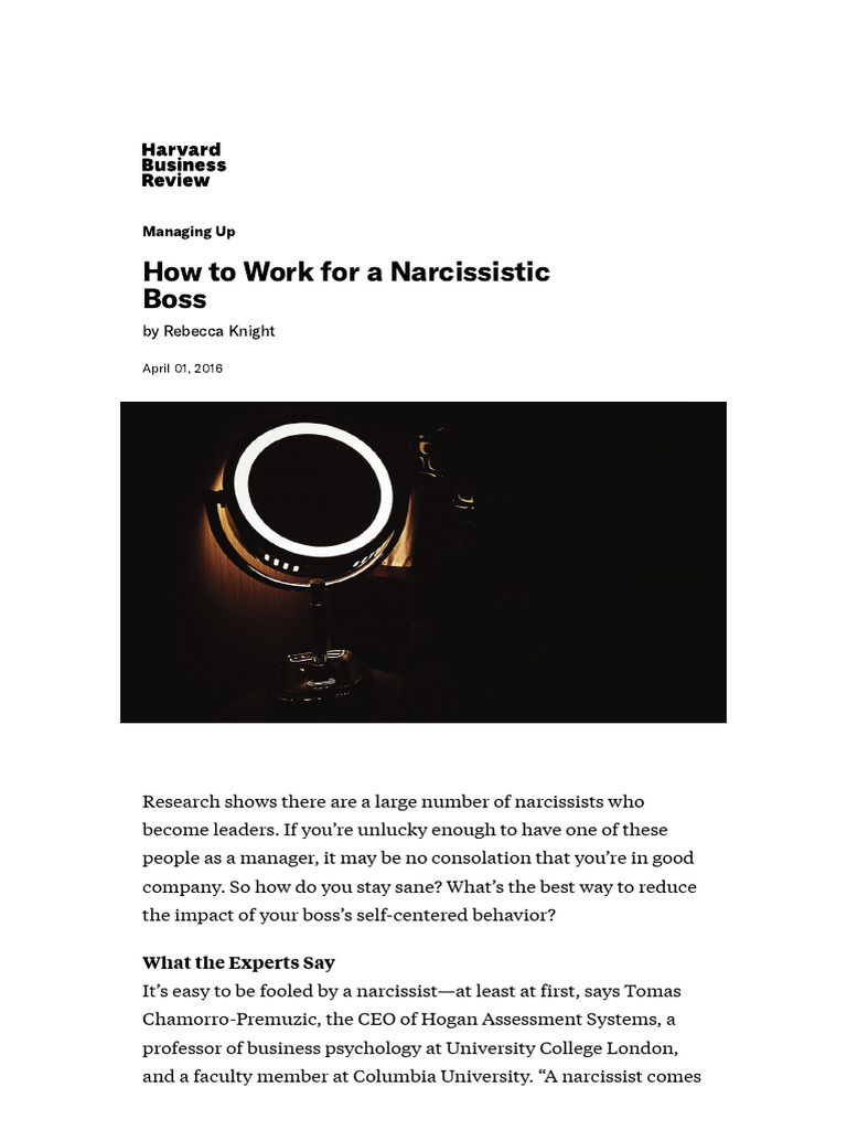 How To Work For A Narcissistic Boss | PDF | Self Esteem | Psychology
