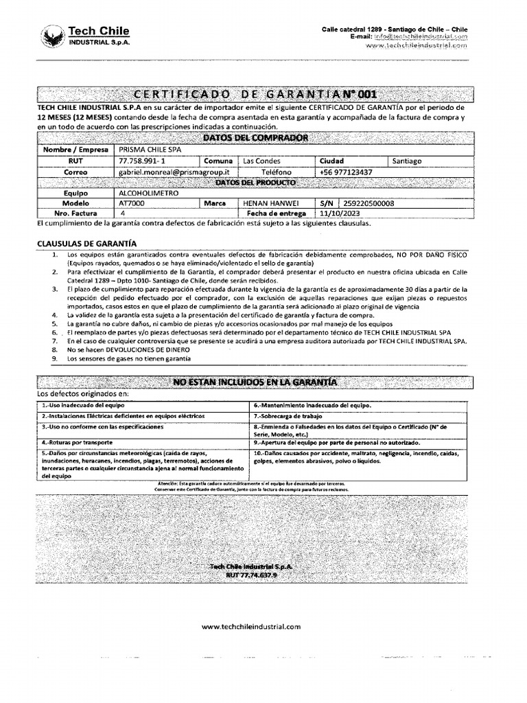 Certificado Alcoholimetro | PDF