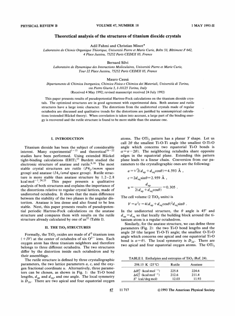 Titanium Dioxide Crystal Structures Analysis | PDF | Chemical Bond ...