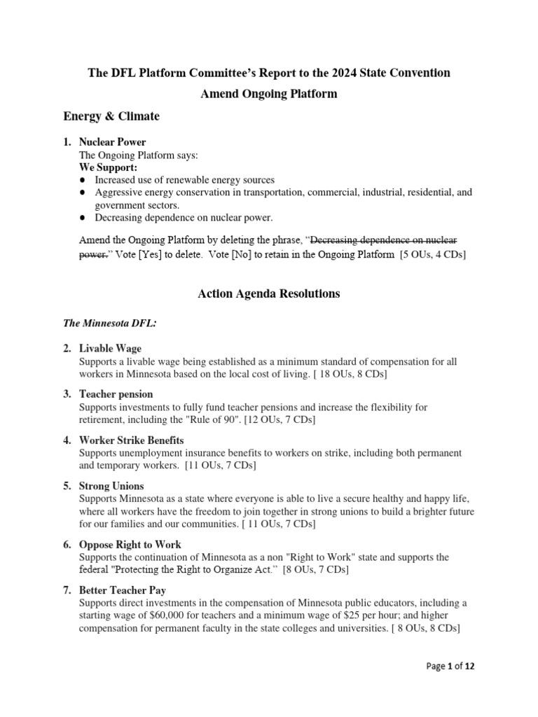 DFL 2024 Platform Amendments & Resolutions | PDF | Cost Of Living | Unrwa