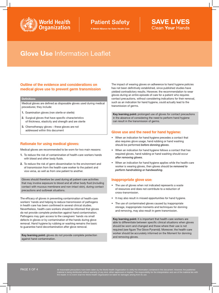 Glove Use Information Leaflet | PDF | Hand Washing | Hygiene
