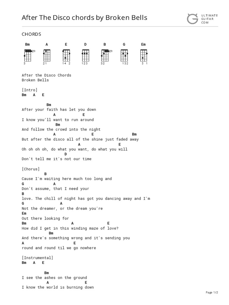 After The Disco Chords by Broken Bellstabs at Ultimate Guitar Archive | PDF