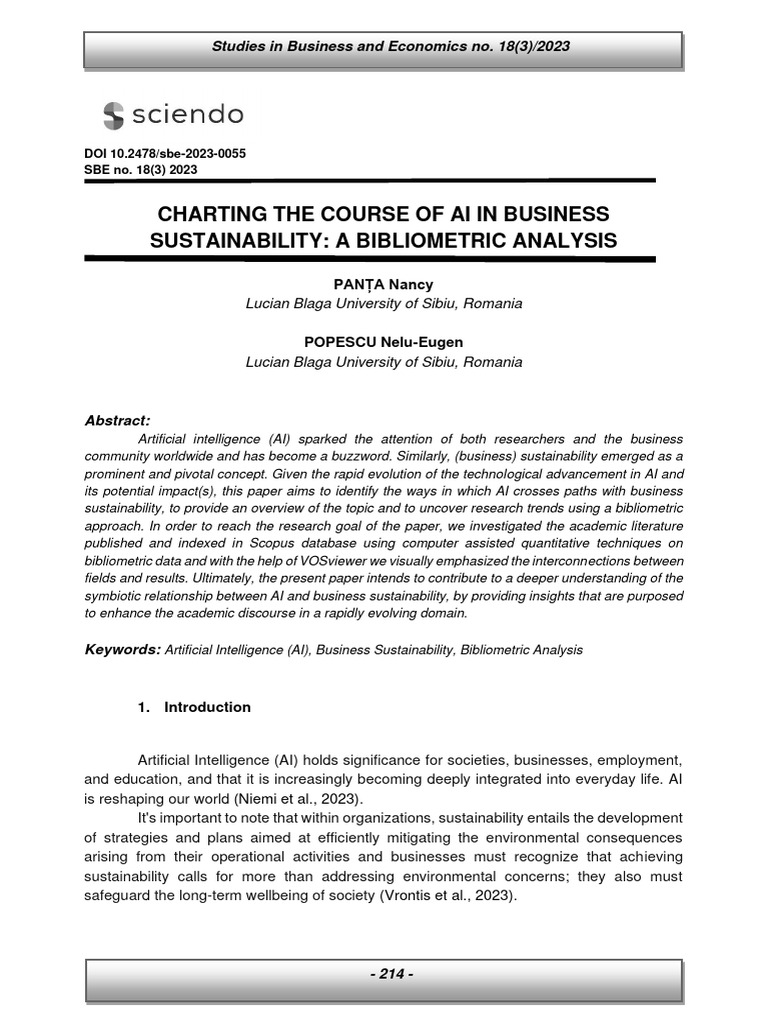 Charting The Course of AI in Business Sustainability A Bibliometric ...