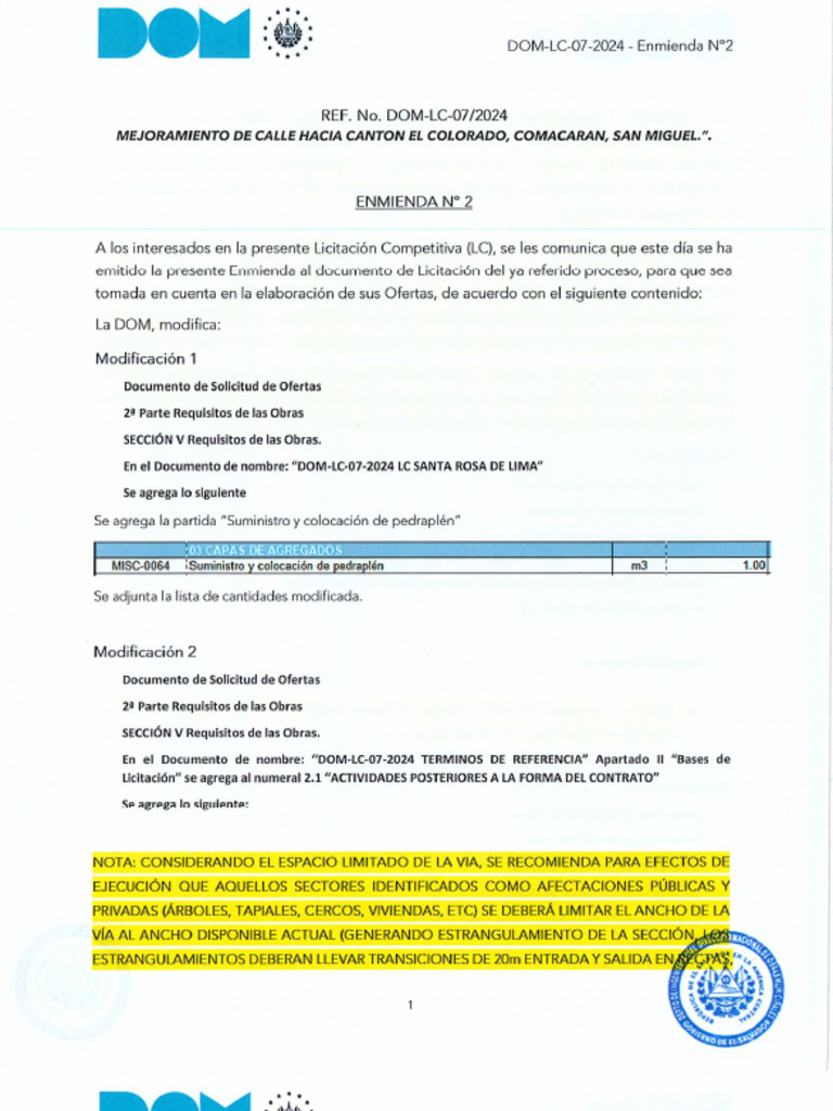 ENMIENDA No2 DOM-LC-7-2024 | PDF