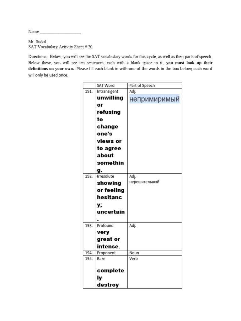 SAT Word List 20 | PDF | Language Mechanics | Grammar