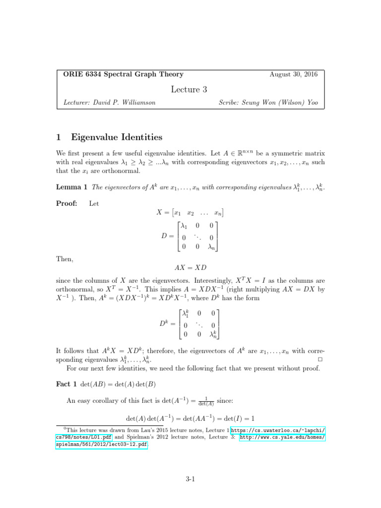 Lecture 3 | PDF | Eigenvalues And Eigenvectors | Applied Mathematics