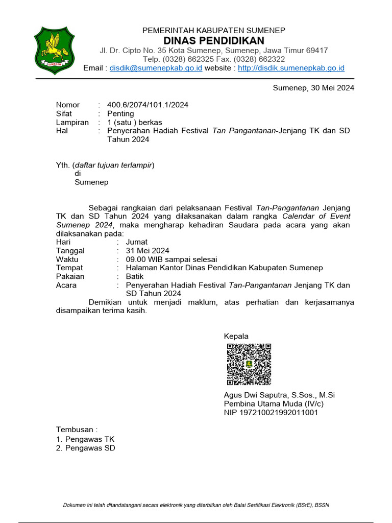 Surat Undangan Penyerahan Hadiah PDF | PDF