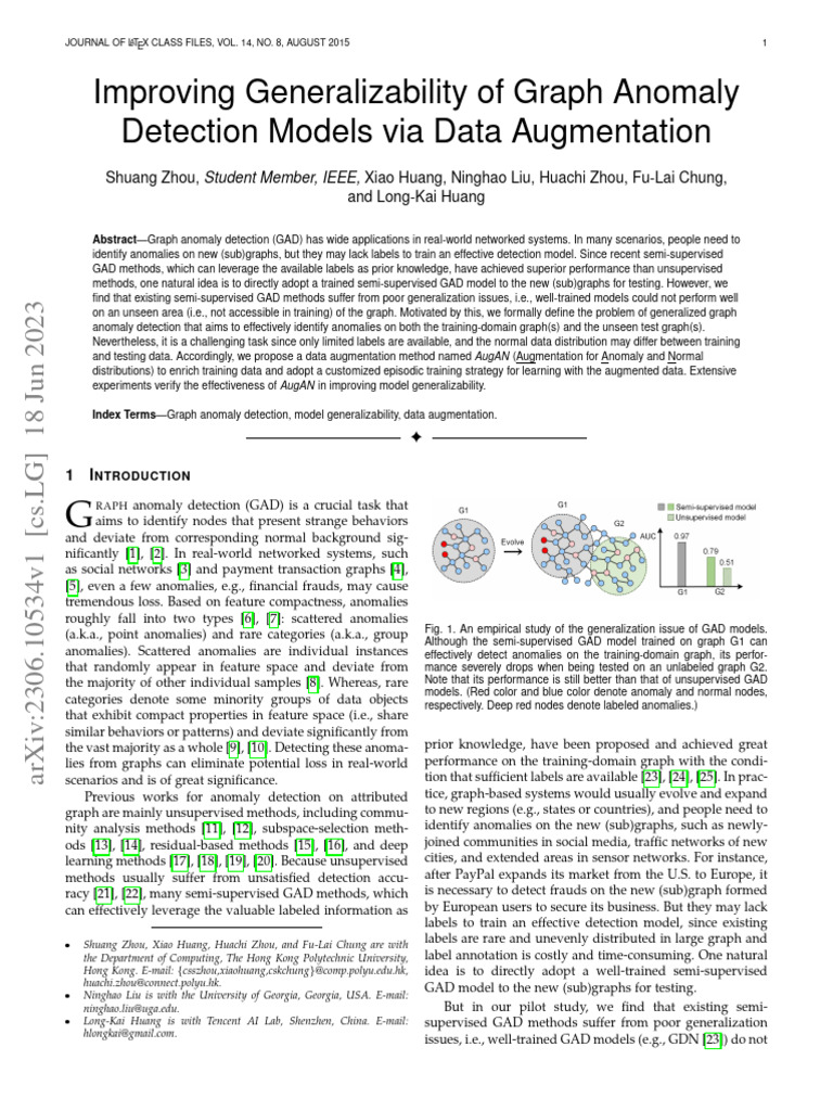 Improving Generalizability of Graph Anomaly Detection Models Via Data Augmentation | PDF ...