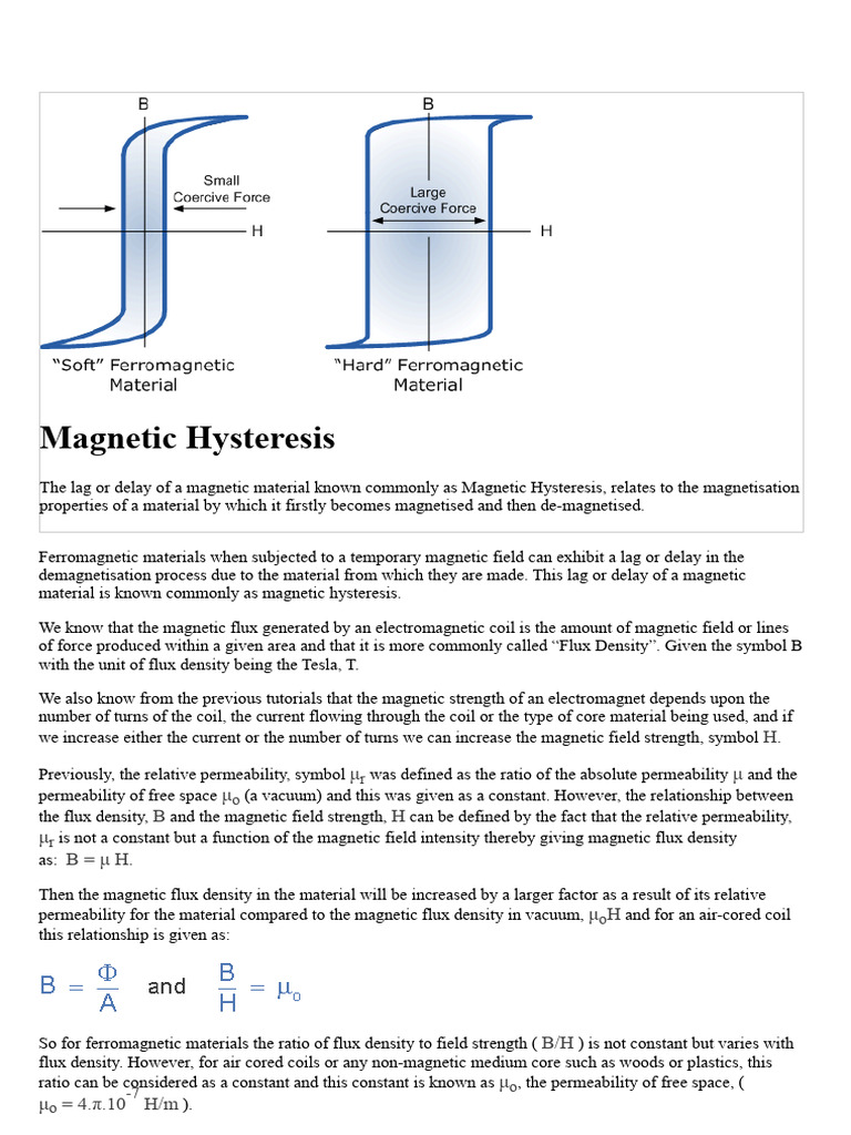 Magnetic Hysteresis Loop Including The B-H Curve | PDF | Inductor | Hysteresis