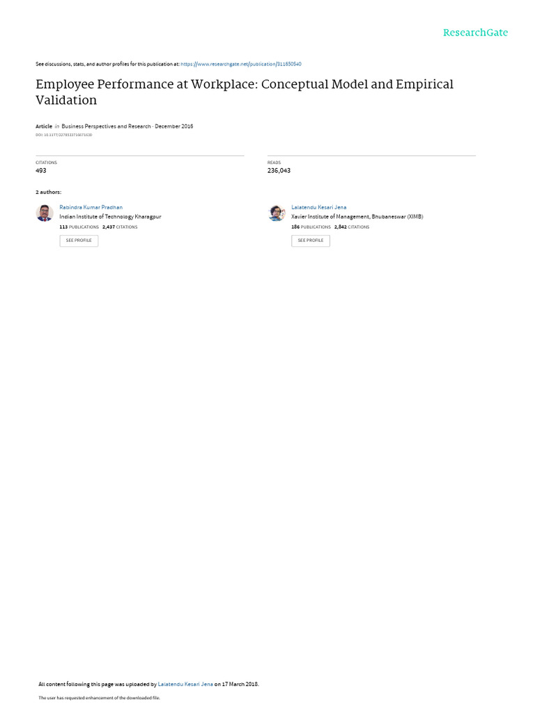 Employee Performance Framework in HR | PDF