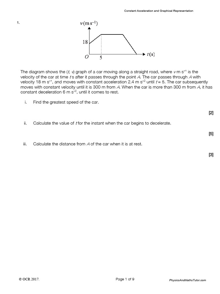 Constant Acceleration and Graphical Representation | Download Free PDF ...