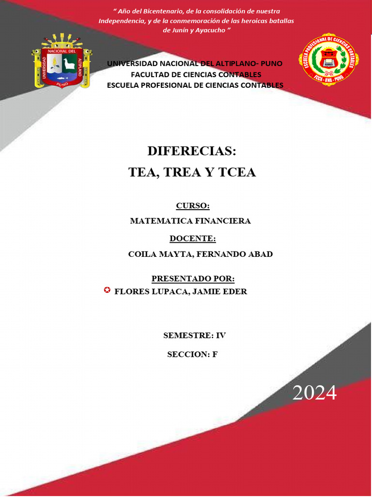 Diferencias Tea Tcea y Trea | PDF | Interés | Contabilidad