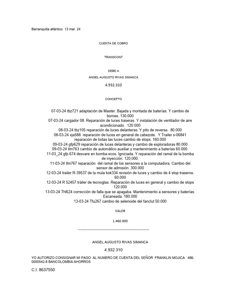 Cuenta de Cobro 2 | PDF