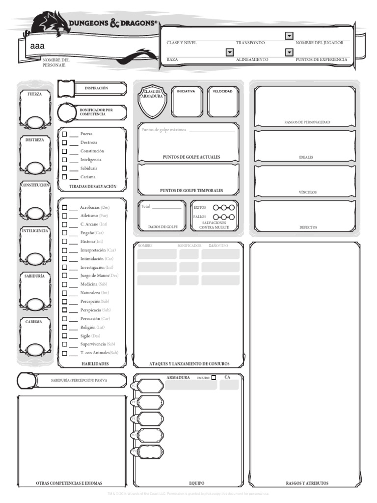 Hoja 01 | PDF | Juegos de rol